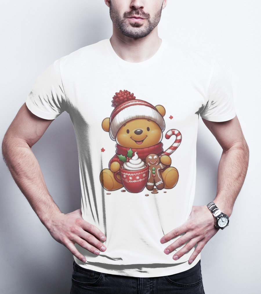 Winnie The Pooh Christmas Cocoa Candy Cane Gingerbread T-Shirt