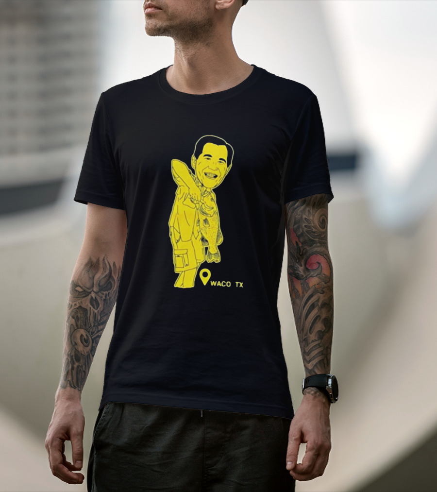 Cott Drew Fishing Caricature Waco TX T-Shirt