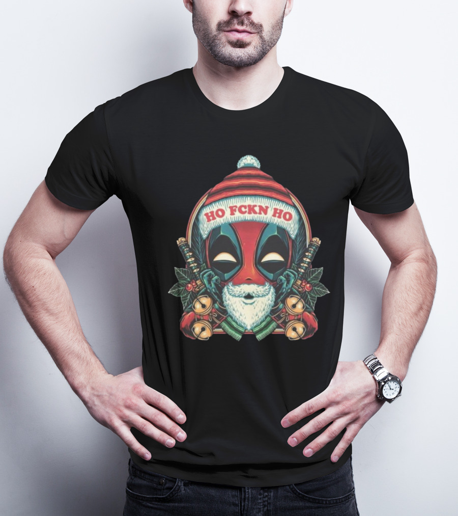 Deadpool Ho Fckn Ho Christmas Santa Mask T-Shirt