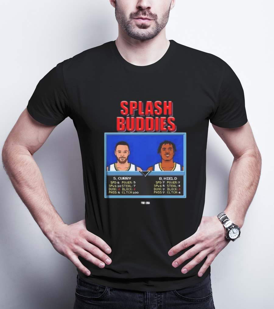 Splash Buddies Dope Era S. Curry B. Hield Retro Stats Basketball Duo T-Shirt