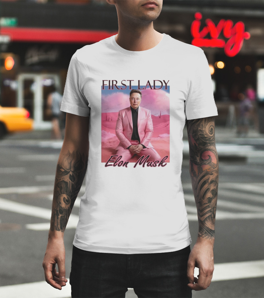 First Lady Elon Musk Pink Suit Portrait T-Shirt