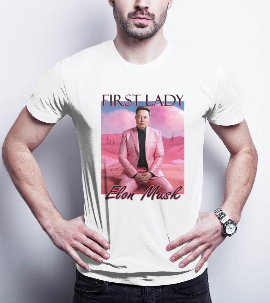 First Lady Elon Musk Pink Suit Portrait T-Shirt
