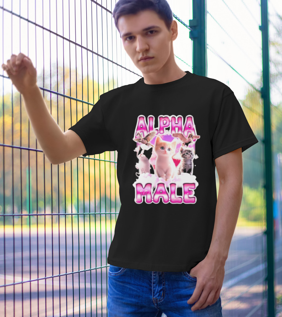 Notsafeforwear Alpha Male Cute Kittens And Birds T-Shirt