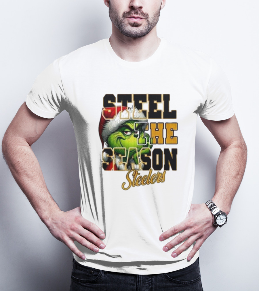 Steel The Season The Grinch Pittsburgh Steelers Merry Christmas T-Shirt