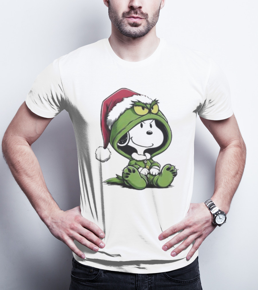 Snoopy In Grinch Costume Christmas Holiday T-Shirt