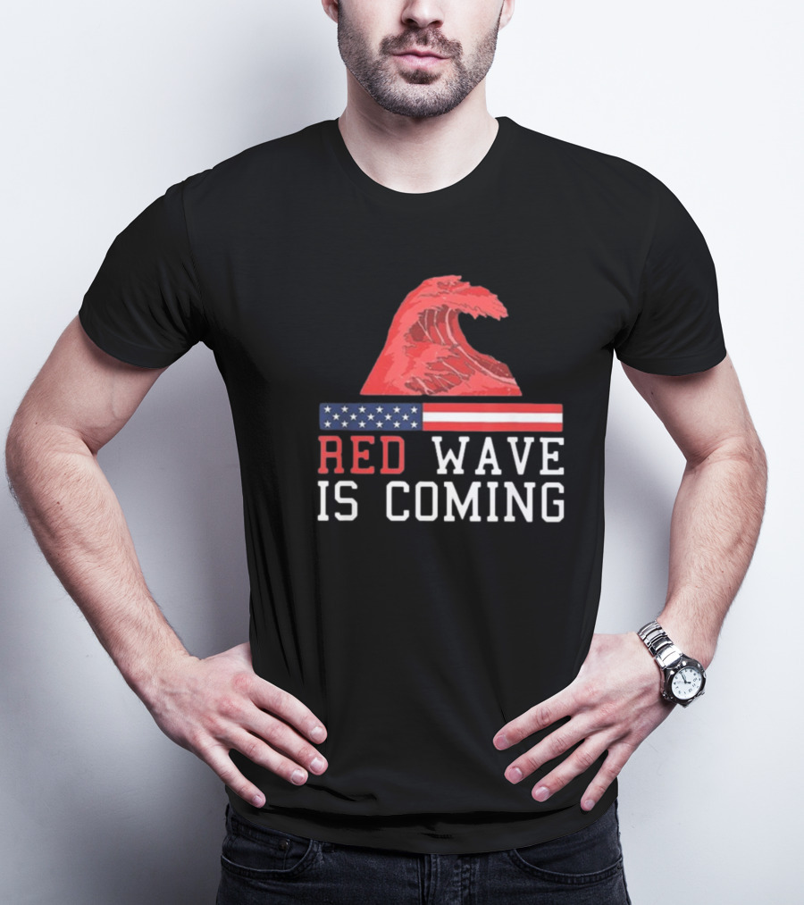 Red Wave Is Coming American Flag Wave T-Shirt