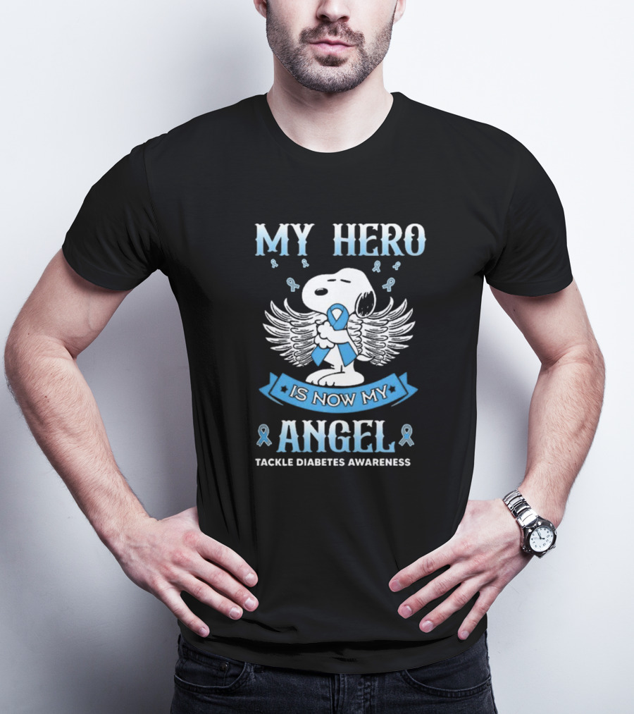 My Hero Is Now My Angel Snoopy Tackle Diabetes Awareness T-Shirt