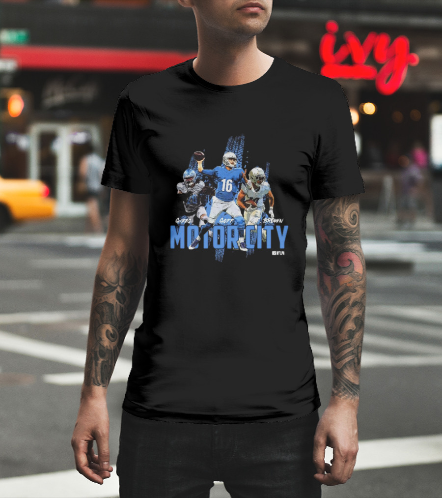 Gibbs Goff Brown Motor City Detroit Lions NFL Football Trio T-Shirt