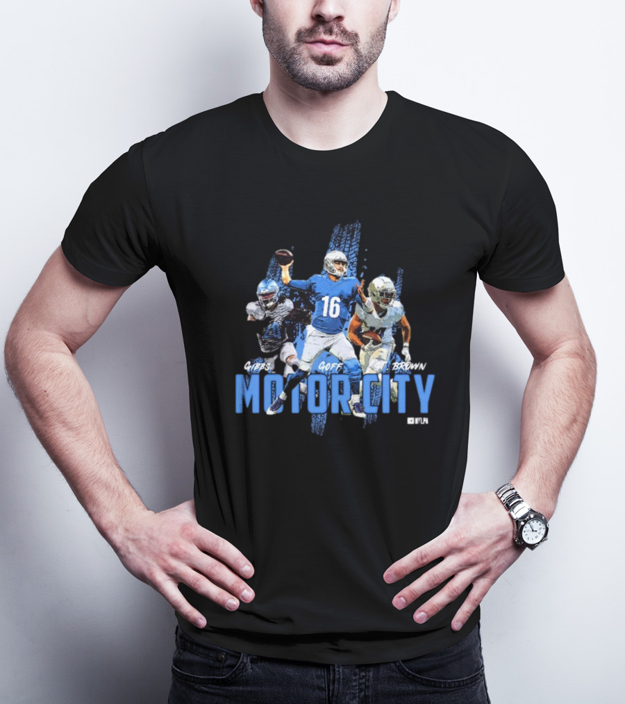 Gibbs Goff Brown Motor City Detroit Lions NFL Football Trio T-Shirt