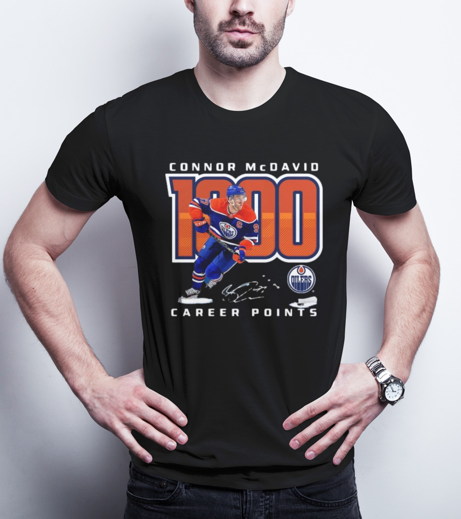 Connor McDavid 1000 Career Points Edmonton Oilers T-Shirt