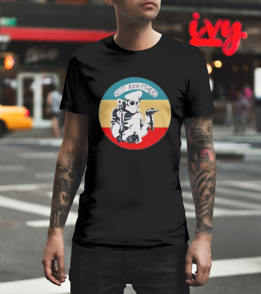 Stop Apartheid Jordan Peele Circle Soldier Weapon Multicolor T-Shirt