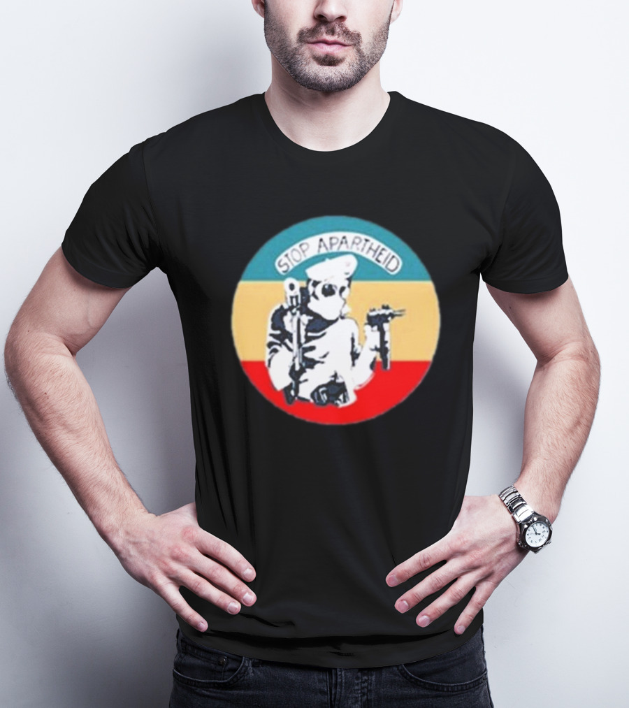 Stop Apartheid Jordan Peele Circle Soldier Weapon Multicolor T-Shirt