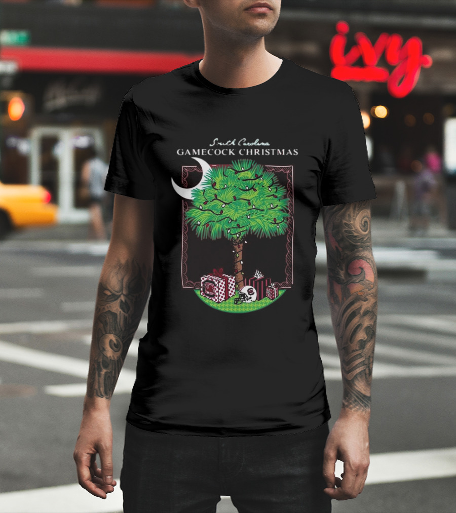 South Carolina Gamecock Christmas Palm Tree Presents Garnet T-Shirt