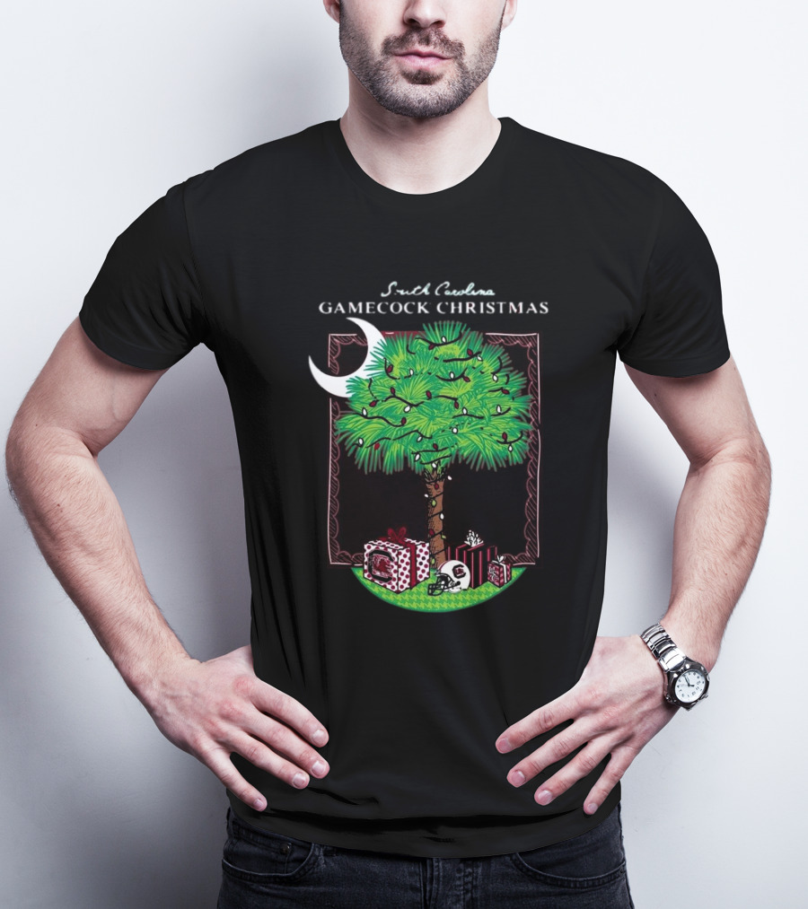 South Carolina Gamecock Christmas Palm Tree Presents Garnet T-Shirt