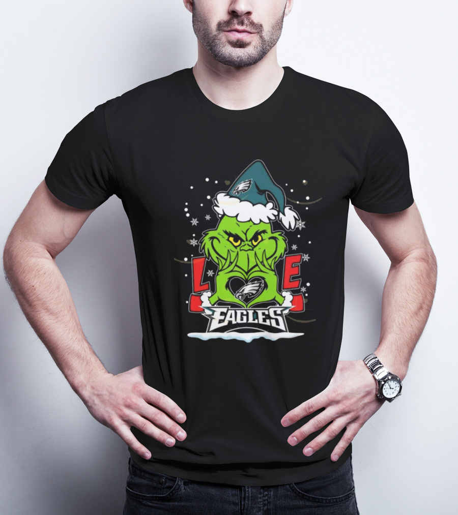 The Grinch Philadelphia Eagles Love Snowy Hat Stars T-Shirt