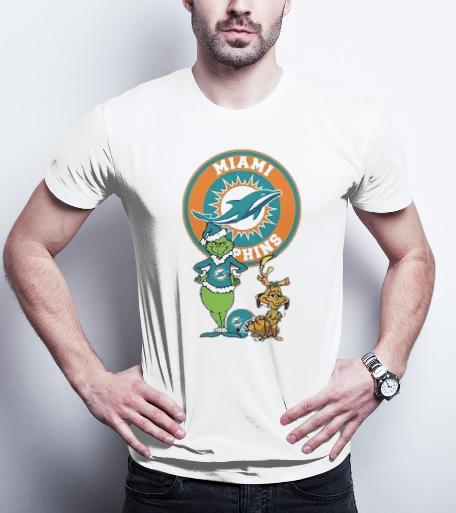 Grinch Max Miami Dolphins Merry Christmas T-Shirt