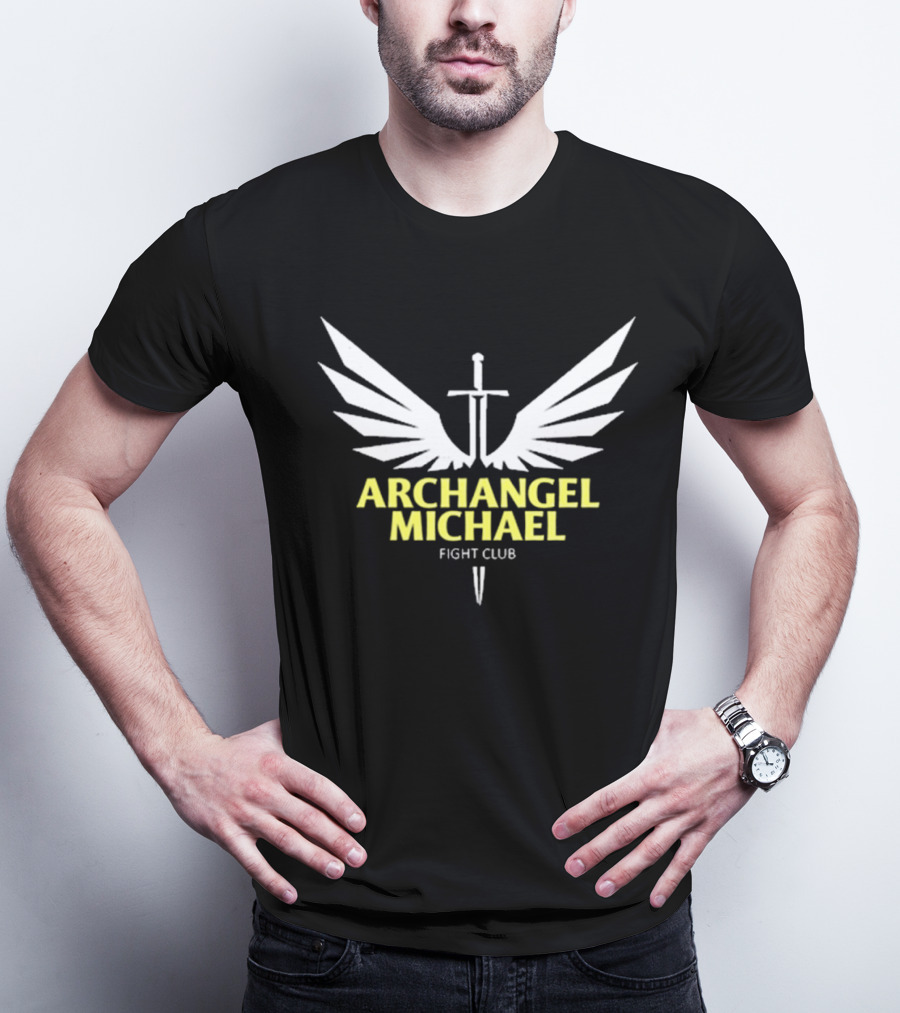 Archangel Michael Sword Wings Emblem Fight Club T-Shirt