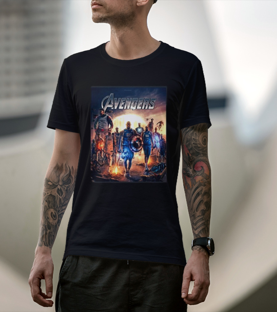 Bronny USA Basketball Avengers Crossover Superhero Team T-Shirt