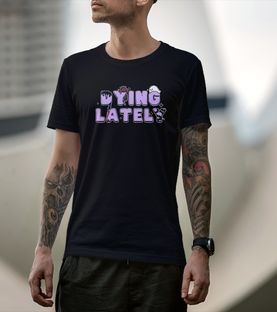 Iamjakehill Dying Lately Ghost Rose Dripping Red Blood Purple Letters T-Shirt