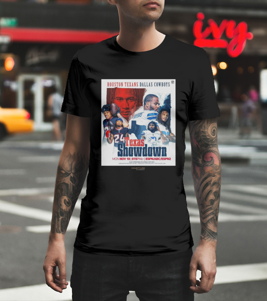 Houston Texans Dallas Cowboys Texas Showdown Mon Nov 18 815PM ET ESPN ABC ESPN2 T-Shirt
