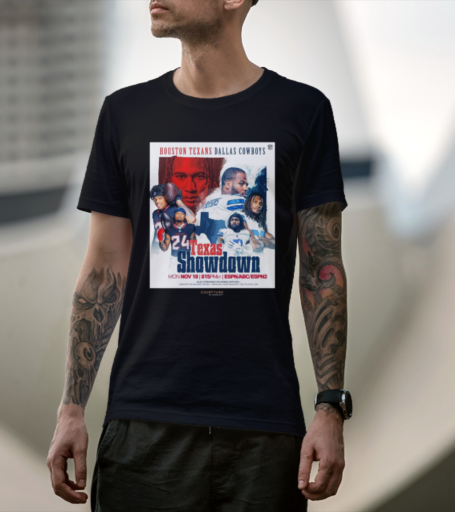 Houston Texans Dallas Cowboys Texas Showdown Mon Nov 18 815PM ET ESPN ABC ESPN2 T-Shirt