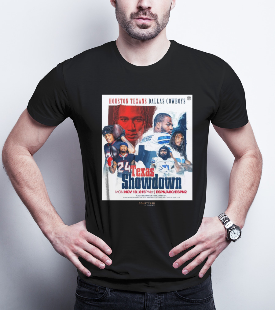 Houston Texans Dallas Cowboys Texas Showdown Mon Nov 18 815PM ET ESPN ABC ESPN2 T-Shirt
