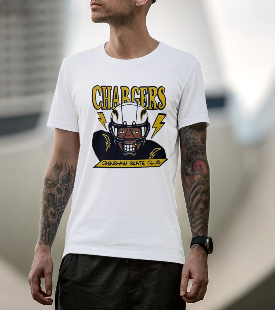 Los Angeles Chargers Crenshaw Skate Club Cartoon Collaboration T-Shirt