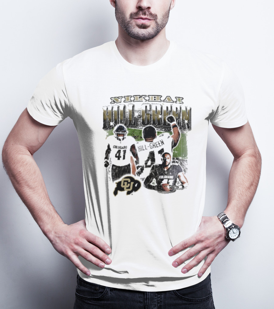 Nikhai Hill Green Colorado Buffaloes 41 Football Reflection 90s T-Shirt