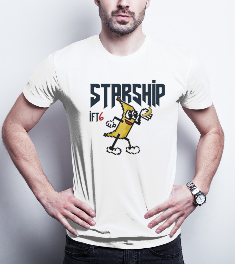 Starship IFT6 Banana Pixel Art Character T-Shirt