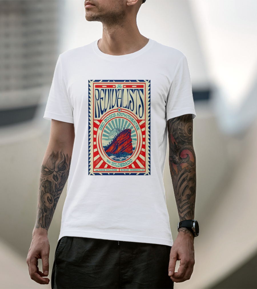 The Revivalists Red Rocks Amphitheatre Featuring Wilderado Oct 9 2025 Morrison CO T-Shirt