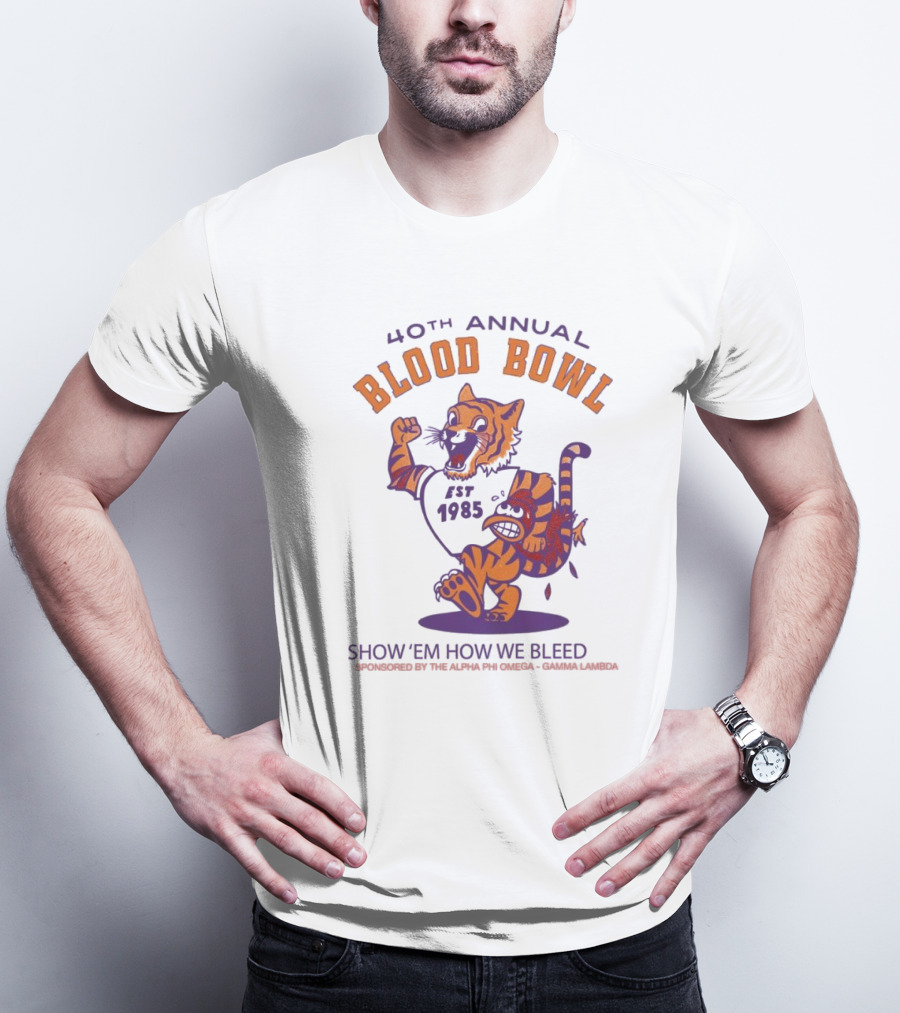 40th Annual Blood Bowl Est 1985 Show 'Em How We Bleed Sponsored By Alpha Phi Omega Gamma Lambda T-Shirt