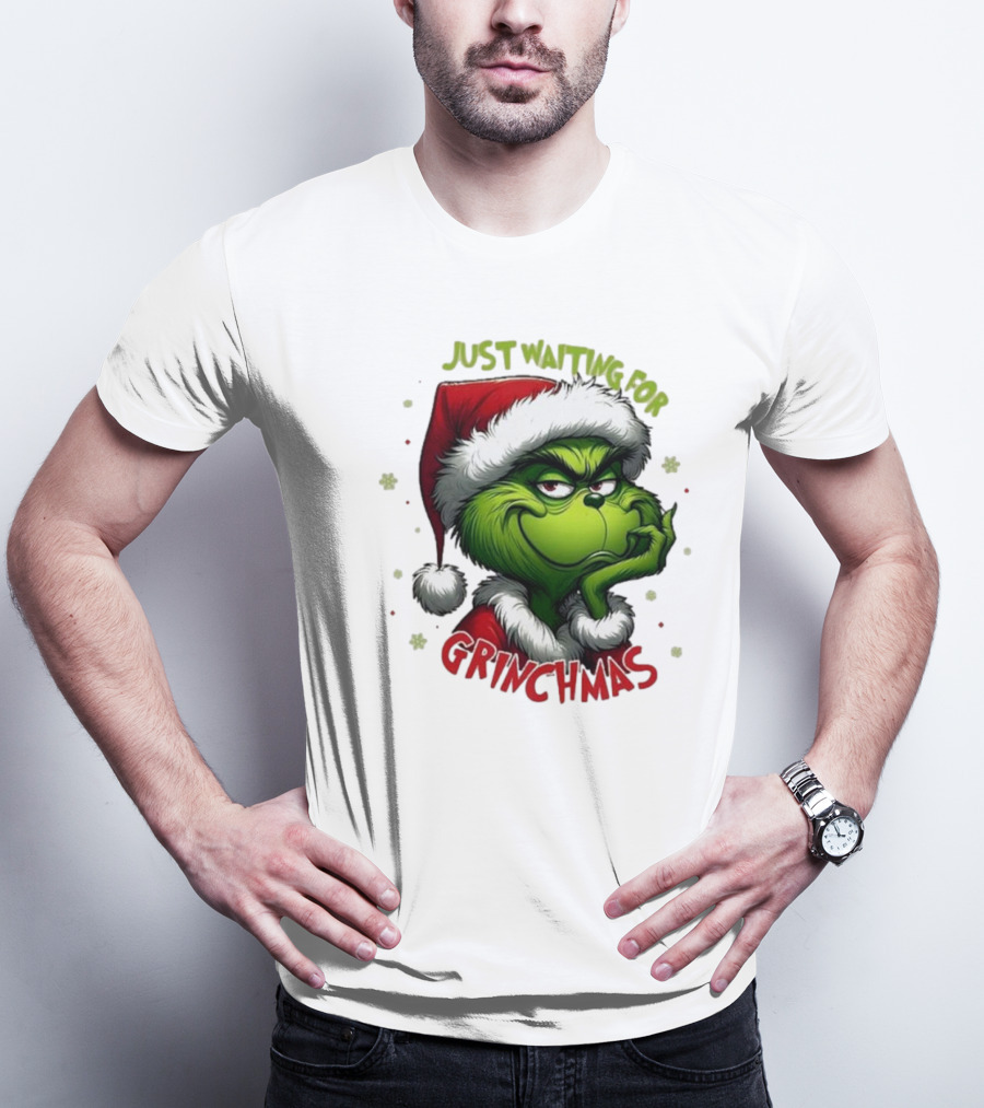 Just Waiting For Grinchmas Merry Christmas T-Shirt