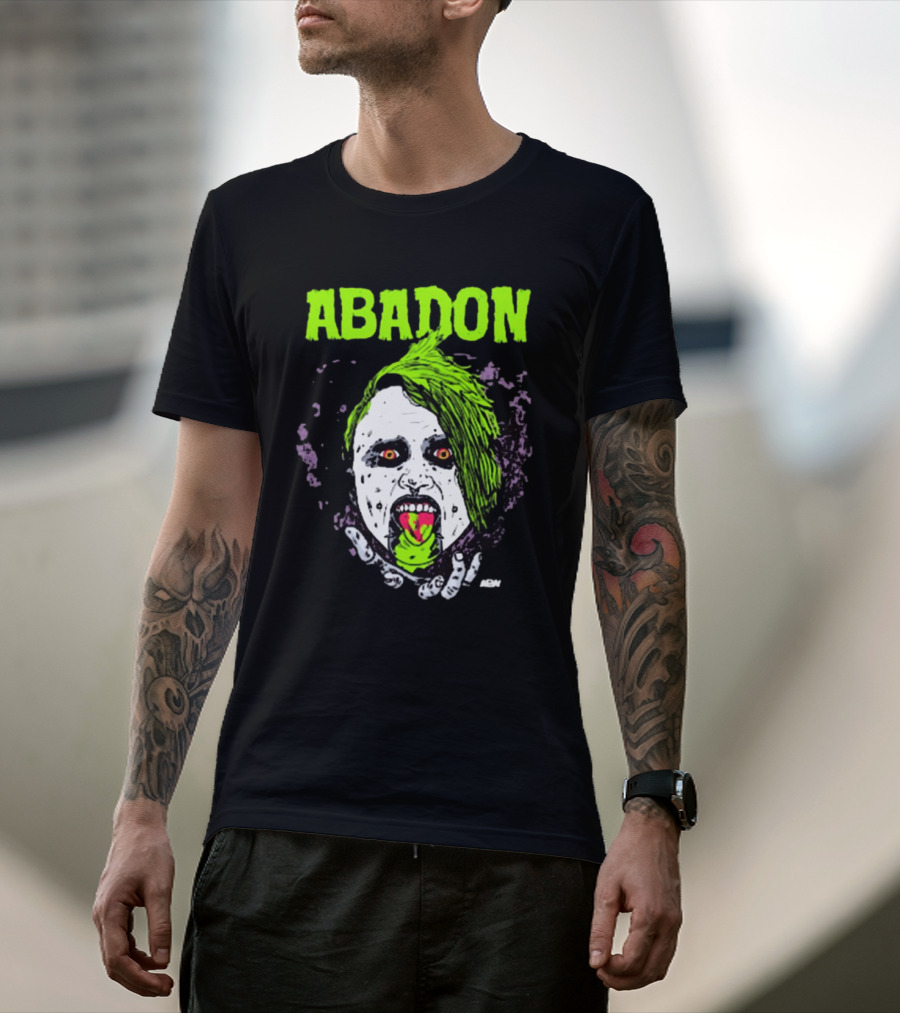 Abadon AEW Neon Green Zombie Face I Can Never Die T-Shirt