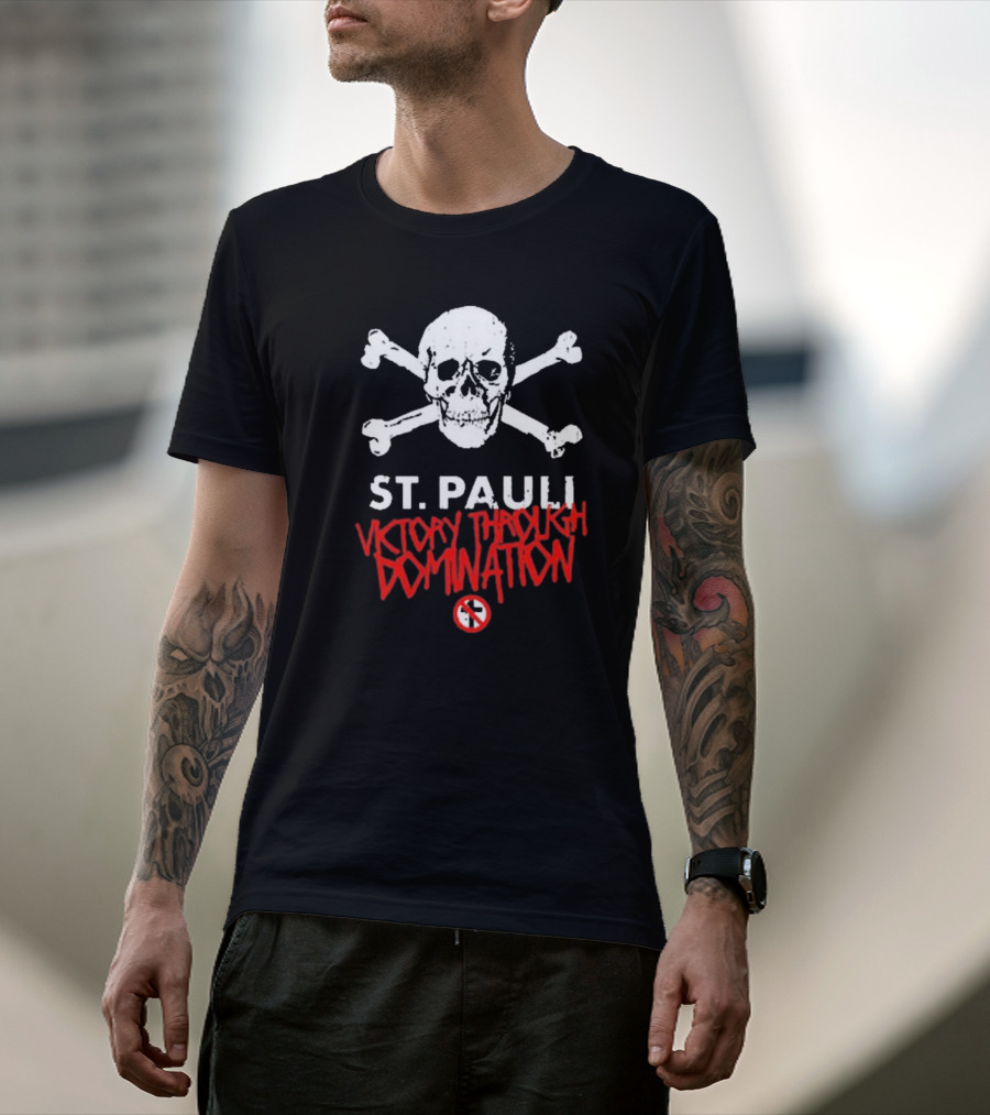 St. Pauli Victory Through Domination Skull And Crossbones Bad Religion T-Shirt
