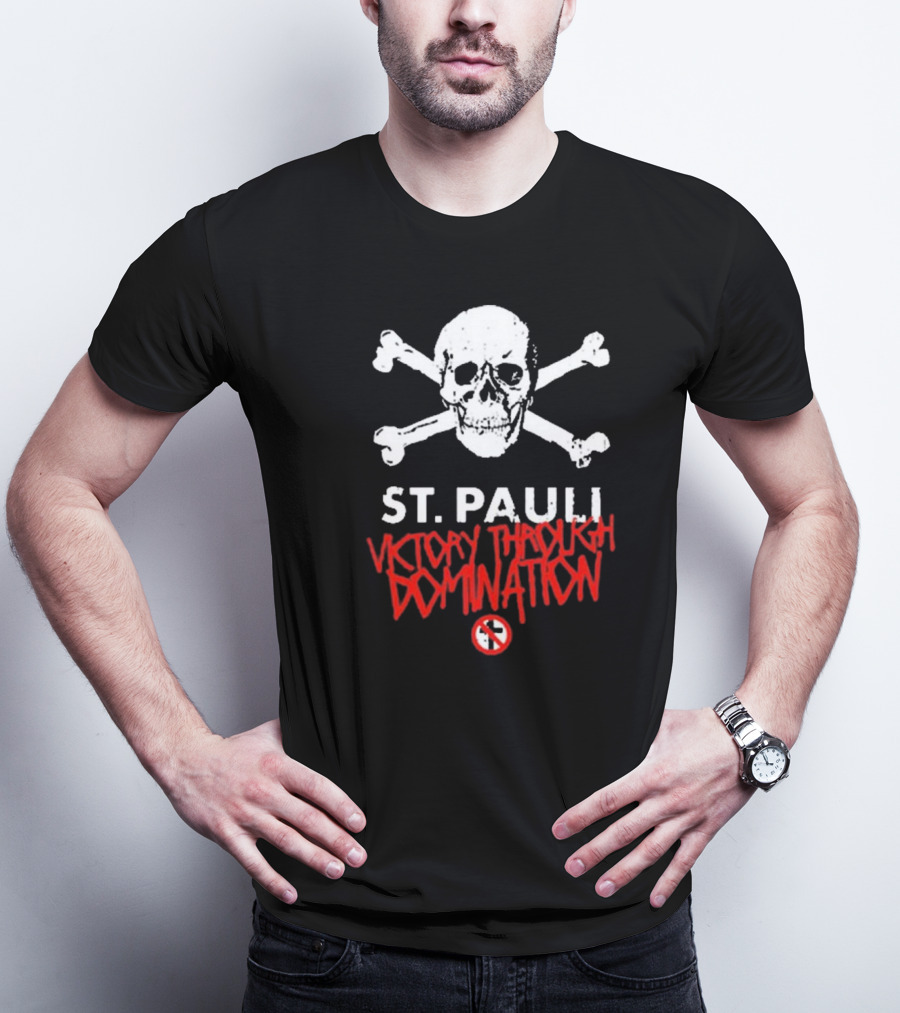 St. Pauli Victory Through Domination Skull And Crossbones Bad Religion T-Shirt