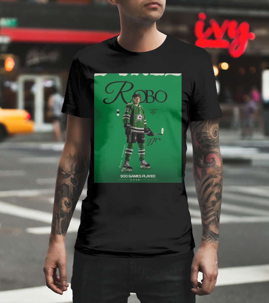 Dallas Stars Robo Jason Robertson 300 Games Played NHL T-Shirt