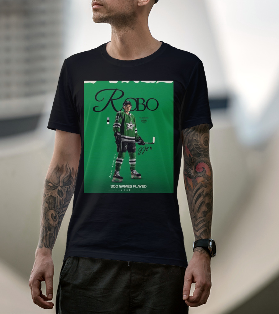 Dallas Stars Robo Jason Robertson 300 Games Played NHL T-Shirt