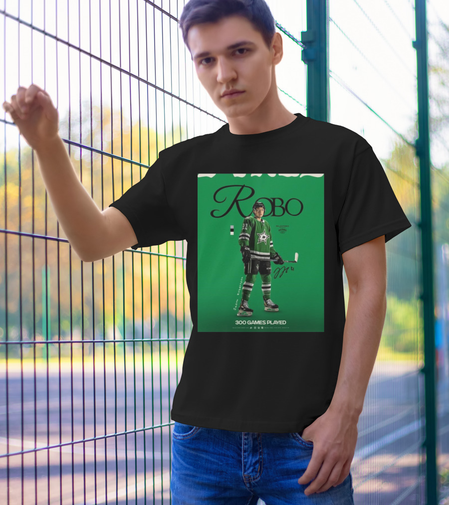 Dallas Stars Robo Jason Robertson 300 Games Played NHL T-Shirt