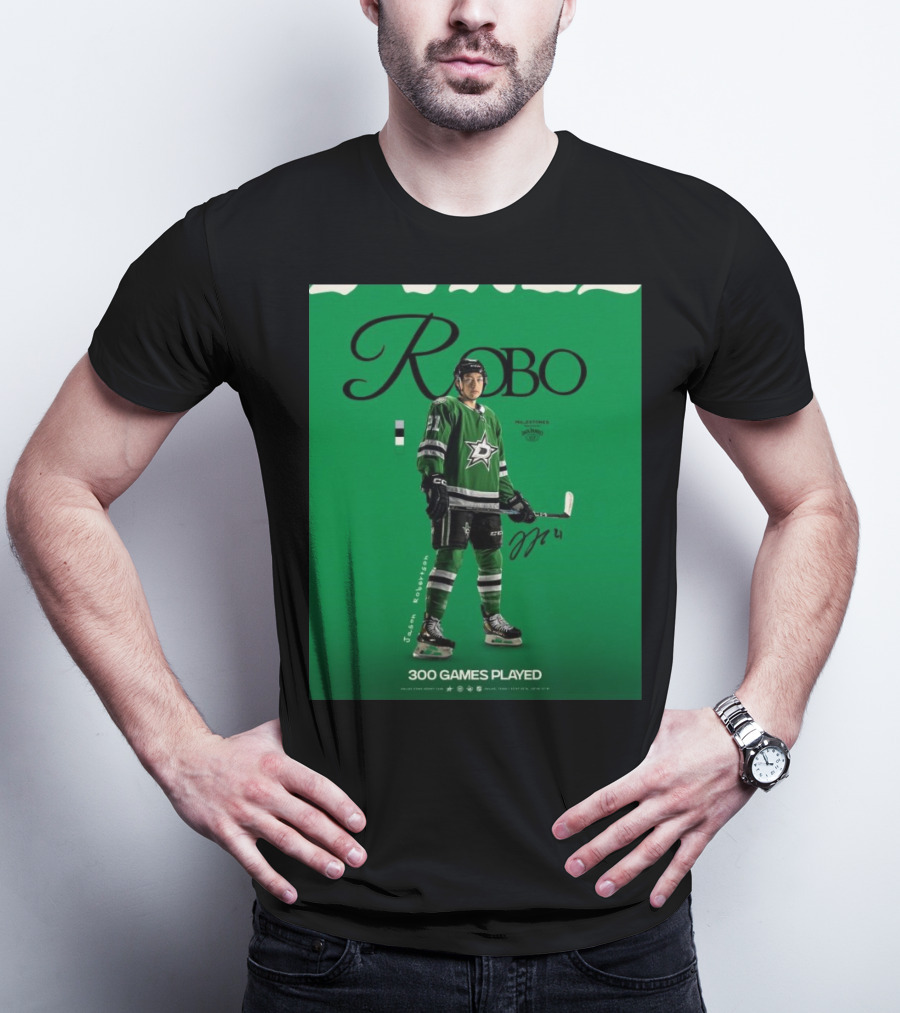 Dallas Stars Robo Jason Robertson 300 Games Played NHL T-Shirt