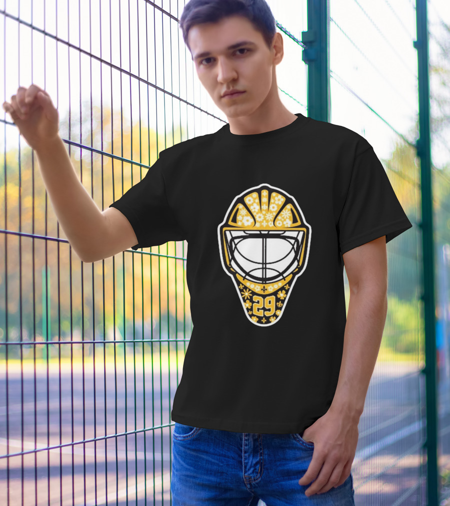 Pens Gear Marc-André Fleury Number 29 Flower Mask Pittsburgh Penguins Hockey T-Shirt