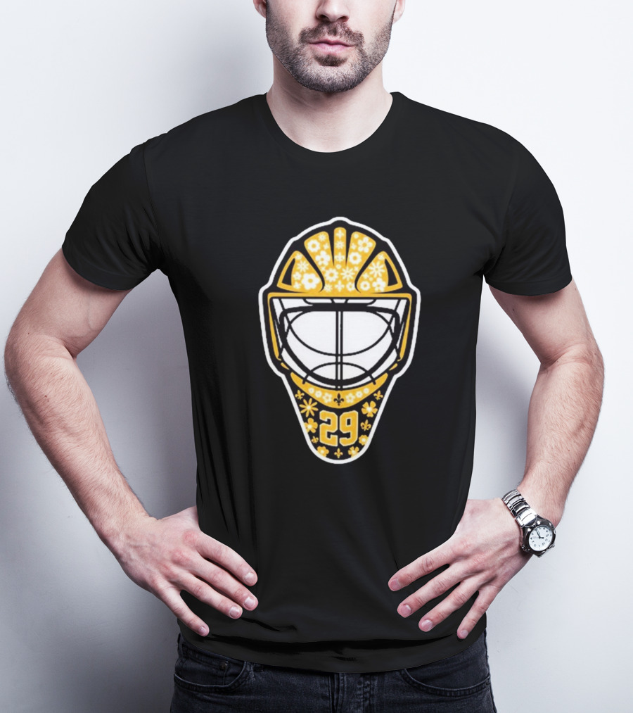 Pens Gear Marc-André Fleury Number 29 Flower Mask Pittsburgh Penguins Hockey T-Shirt