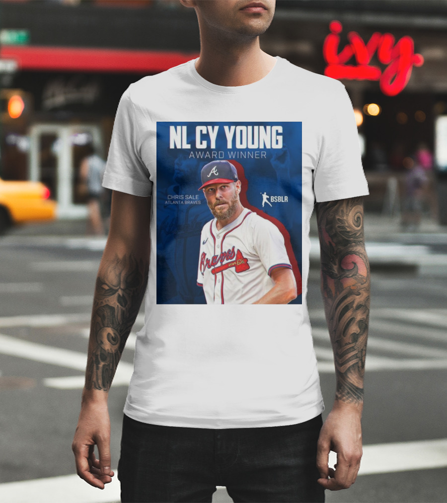 NL Cy Young Award Winner Chris Sale Atlanta Braves BSBLR T-Shirt