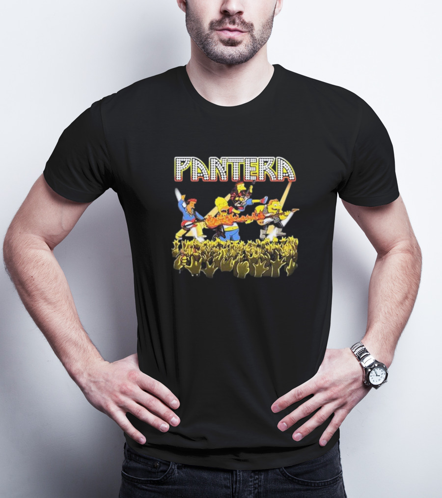 The Simpsons Characters Performing As Pantera Band Members In Concert Scene T-Shirt