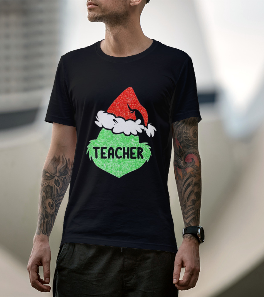 Santa Grinch Hat Teacher Christmas Holiday T-Shirt