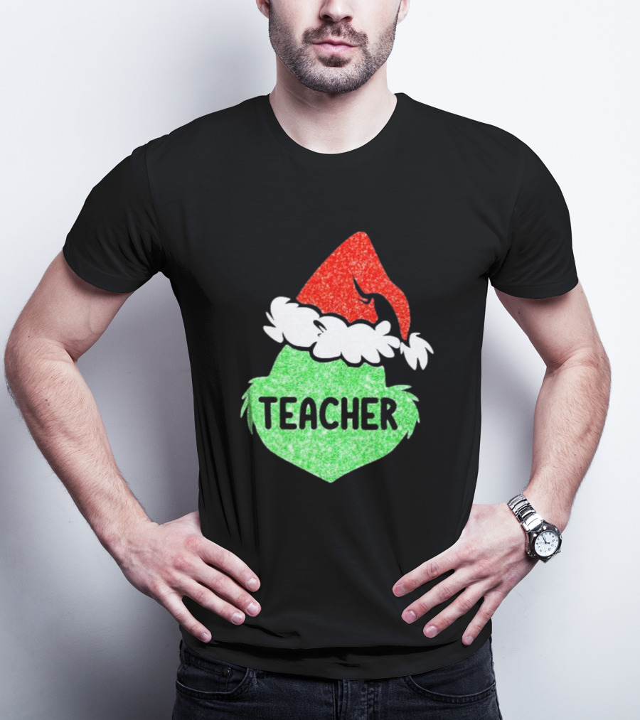 Santa Grinch Hat Teacher Christmas Holiday T-Shirt