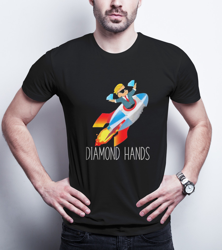 WallStreetBets WSB Diamond Hands Rocket Ship To The Moon T-Shirt
