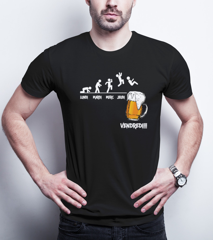 Lundi Mardi Mercredi Jeudi Vendredi Beer Evolution Mug T-Shirt
