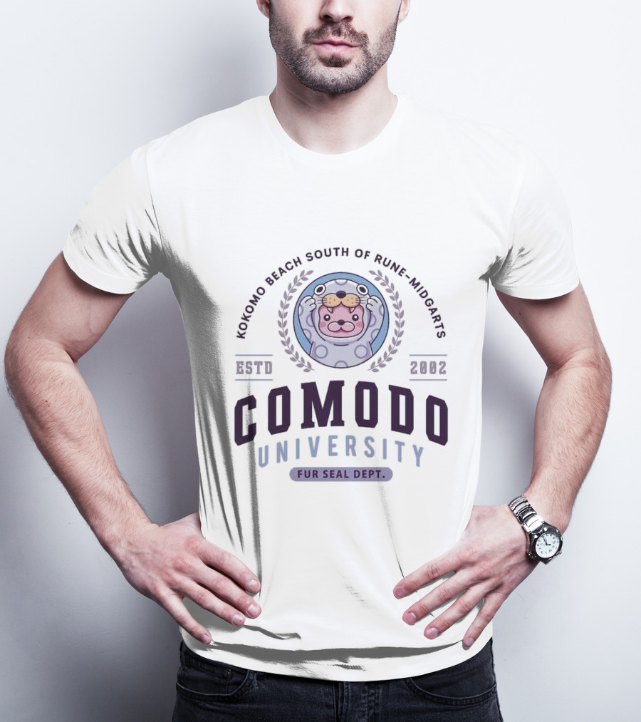 Kokomo Beach South Of Rune Midgard Comodo University Fur Seal Dept 2002 T-Shirt