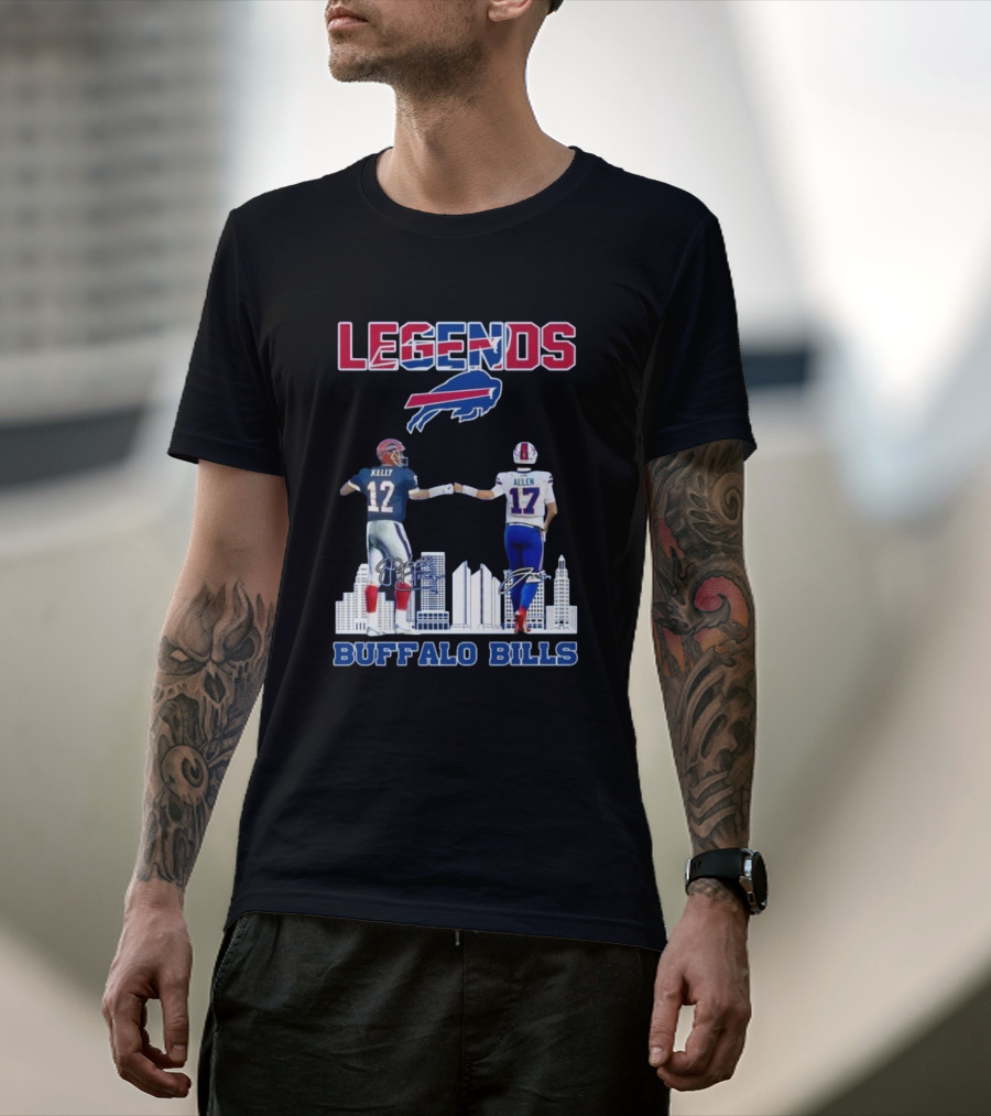 Legends Buffalo Bills Kelly Allen Signatures City Skyline T-Shirt