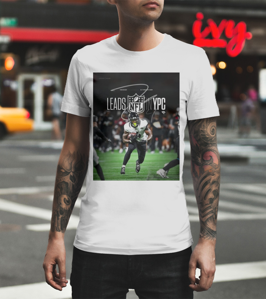 Tank Bigsby Jacksonville Jaguars NFL Leads YPC Signature Football Action T-Shirt